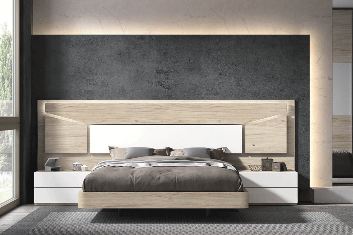 Lit Flottant Moderne avec Table de Chevet Elba 004