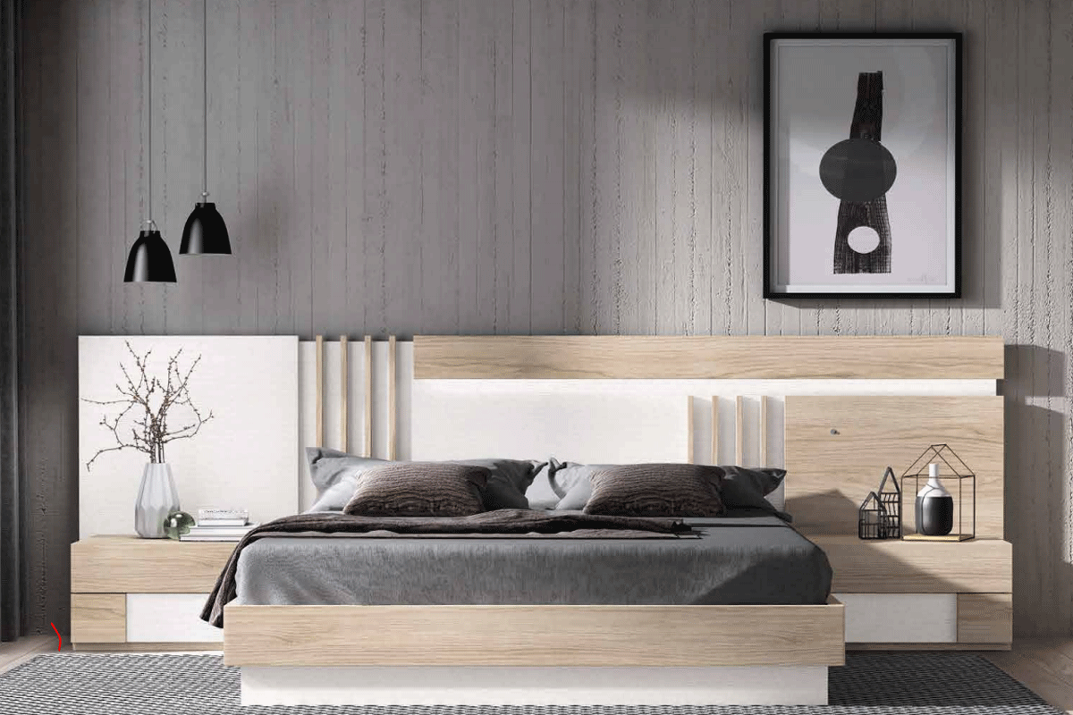 Lit Plateforme Moderne avec Tables de chevet - Vogue 008