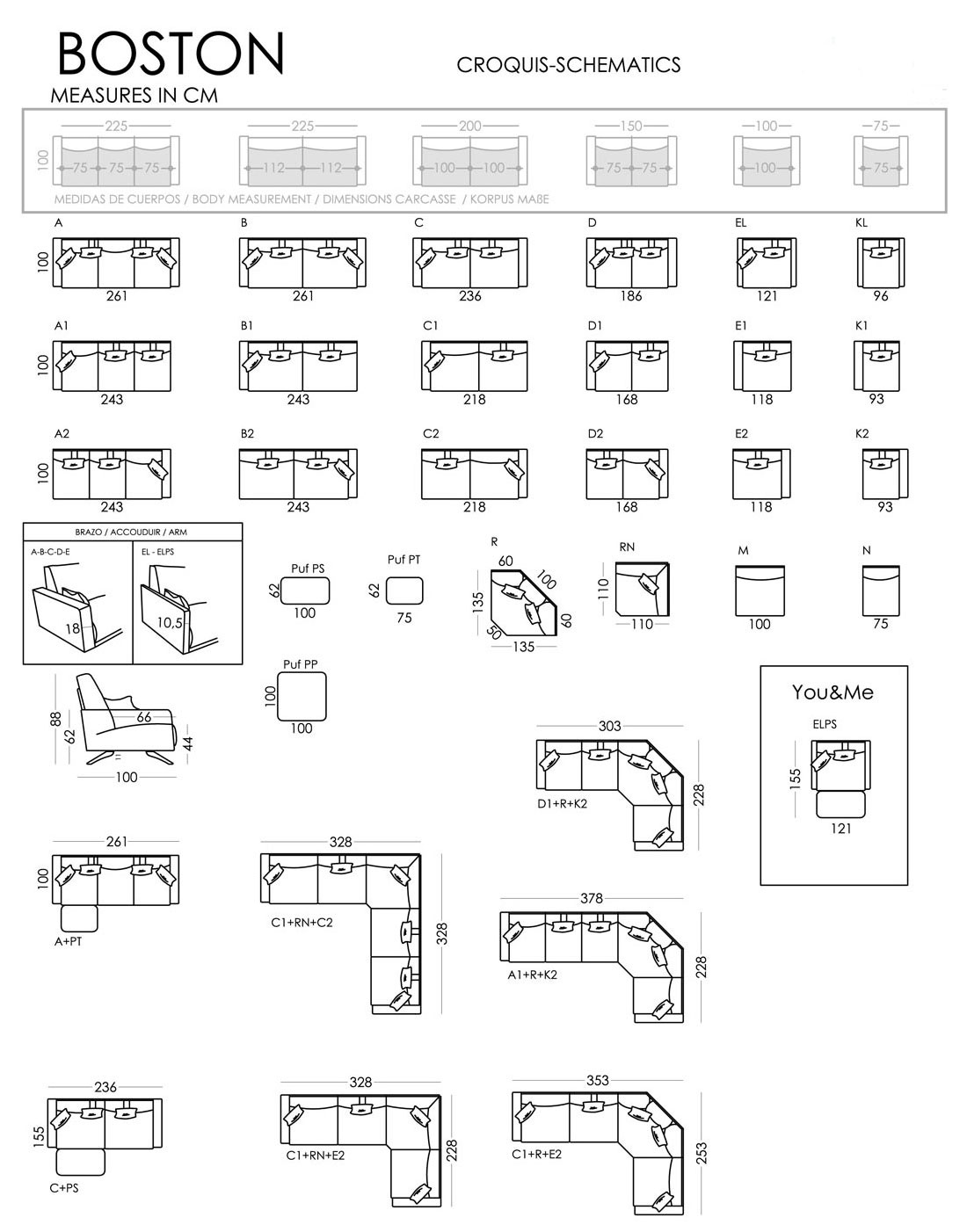 Boston modern sectional